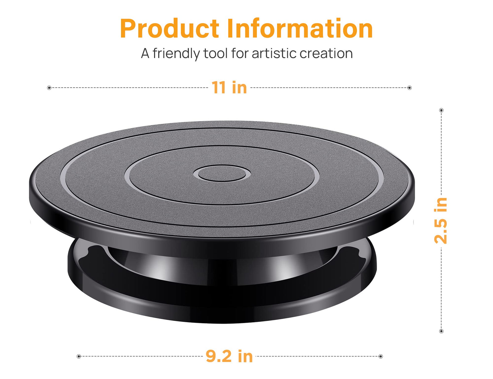 Kootek Rotate Turntable Revolving Black Turn Table Lightweight Cake St