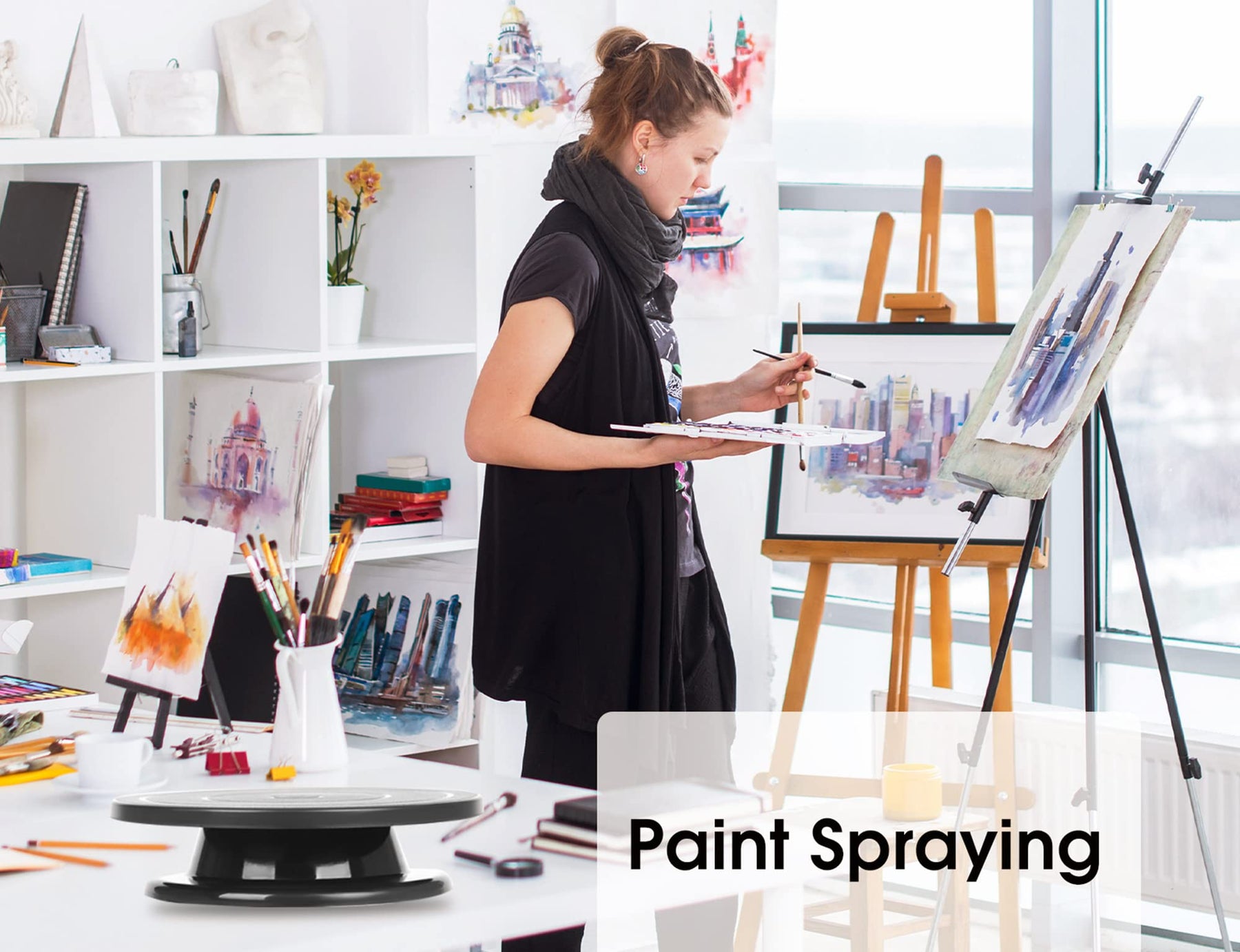 Kootek Rotate Turntable Revolving Black Turn Table Lightweight Cake St