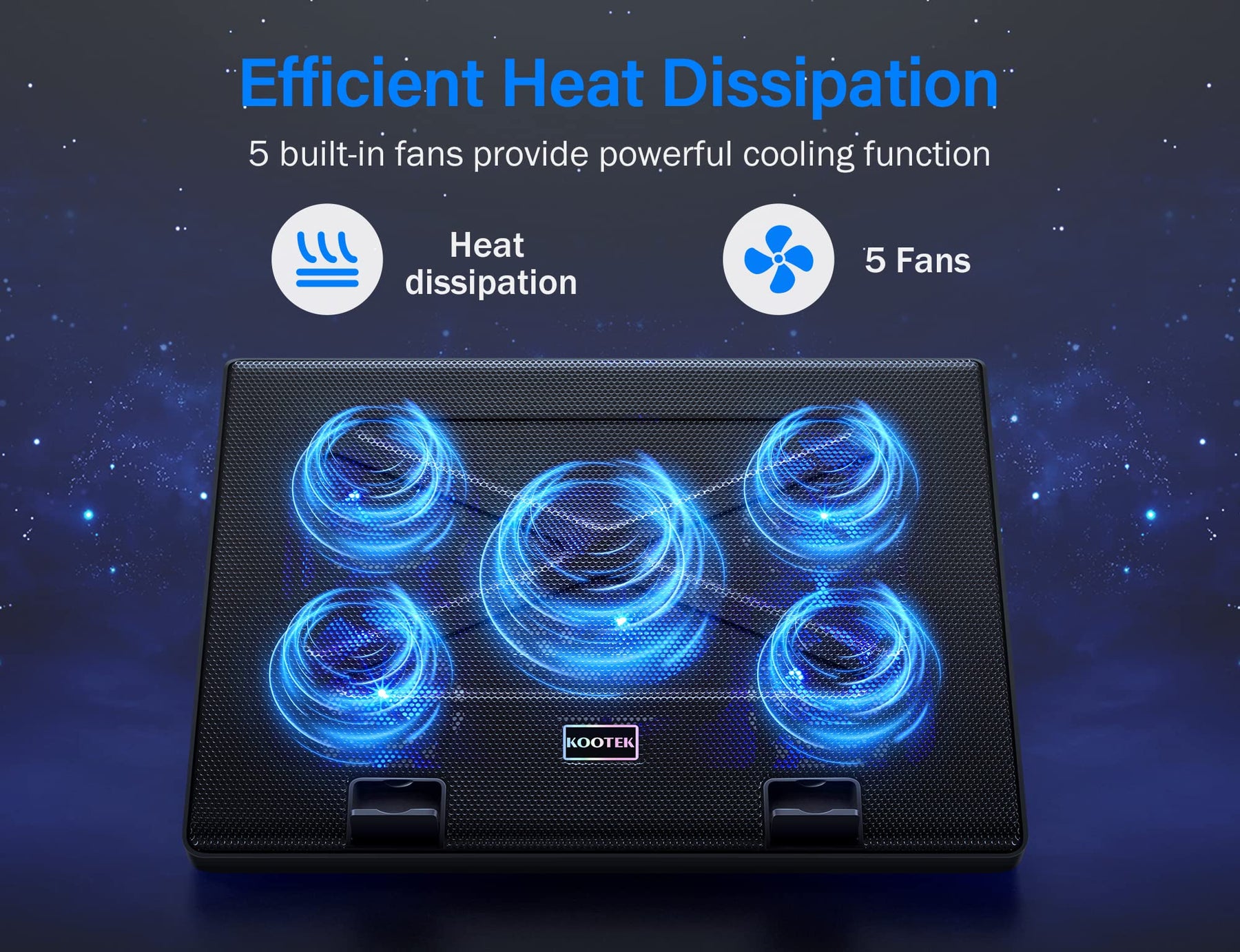 Kootek Laptop Cooling Pad 12"-17" Cooler Pad Chill Mat Quiet Fans