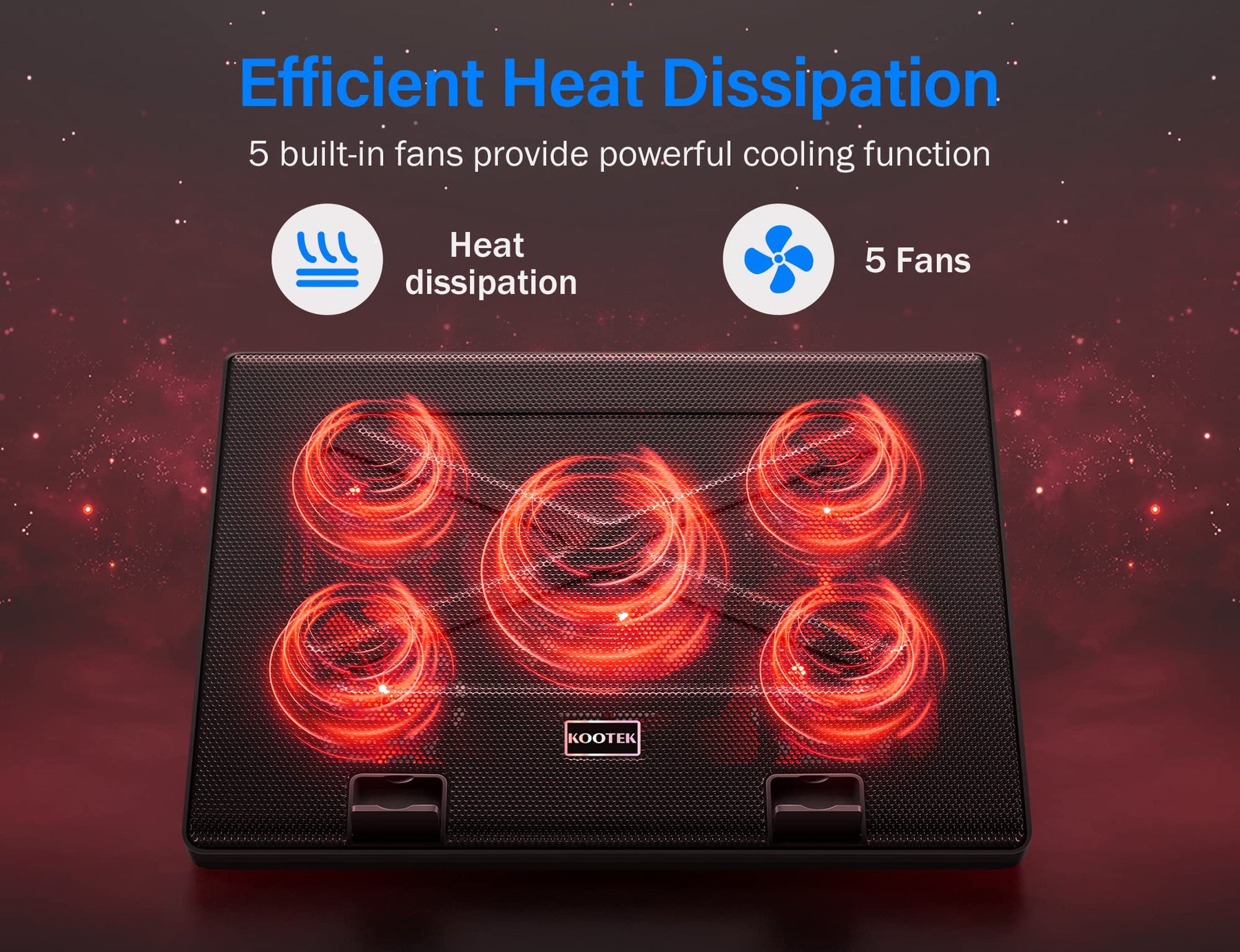 Kootek Laptop Cooling Pad 12"-17" Cooler Pad Chill Mat 5 Quiet Fans