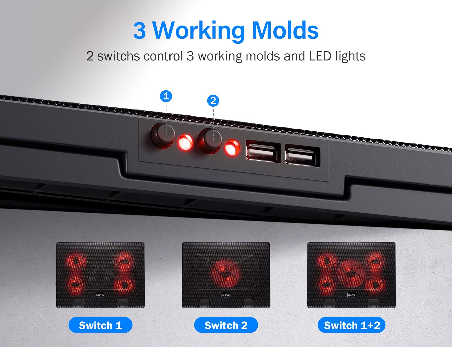 Kootek Laptop Cooling Pad 12"-17" Cooler Pad Chill Mat 5 Quiet Fans