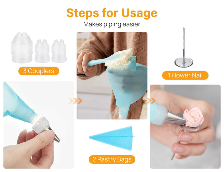 Kootek 54 in 1 Cake Decorating Supplies, 35 Piping Tips, 13 Icing Sets